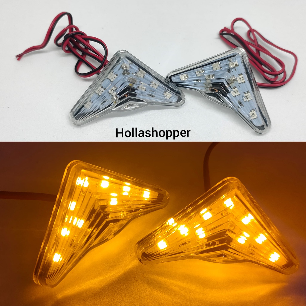 Jual COD Lampu sein LED MINI Sen moge tempel model segitiga Kuning sen UNIVERSAL | Shopee Indonesia