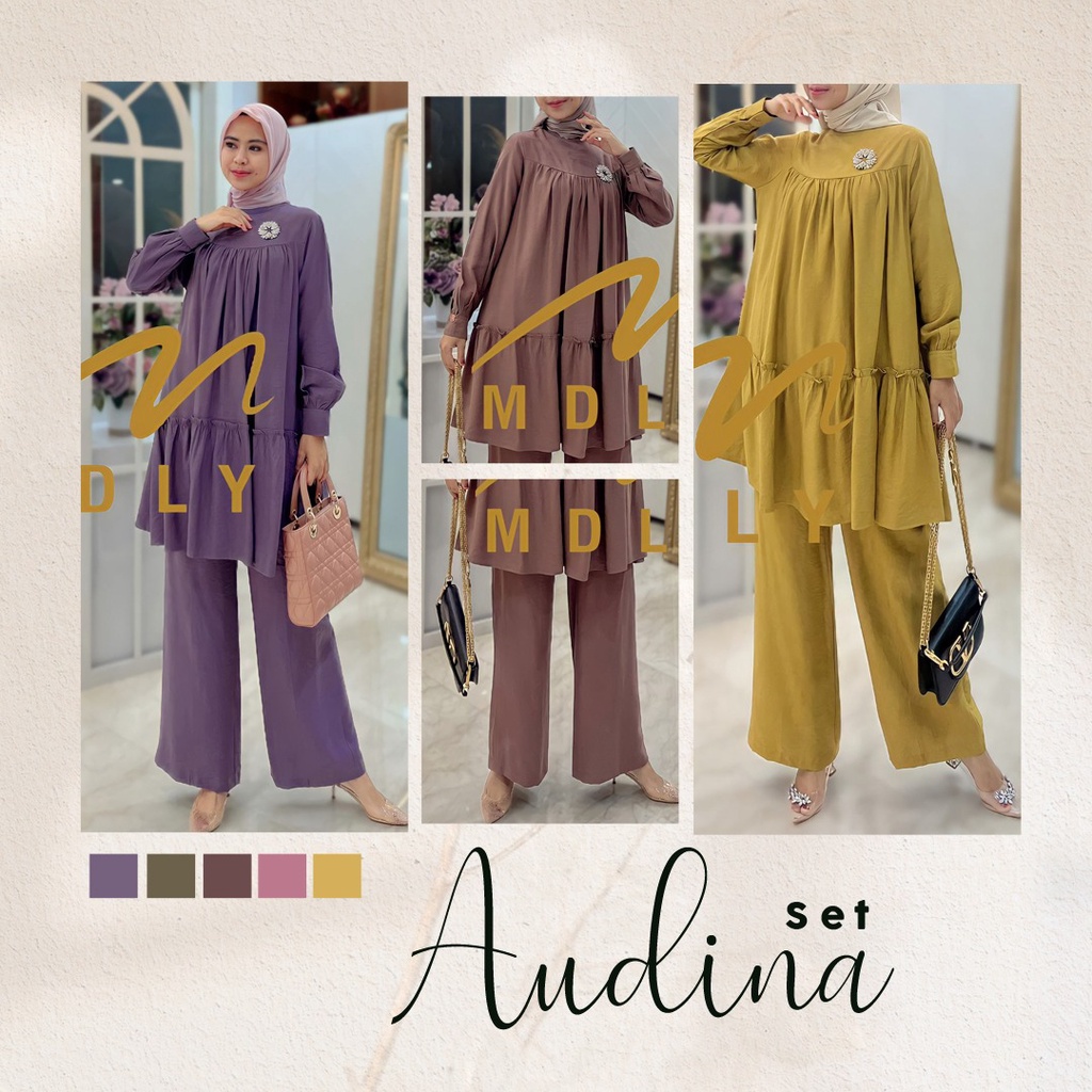 Jual Fashion Muslim Terbaru Baju Setelan Wanita Setcel Muslimah Daily Set One Set Casual Audina ...