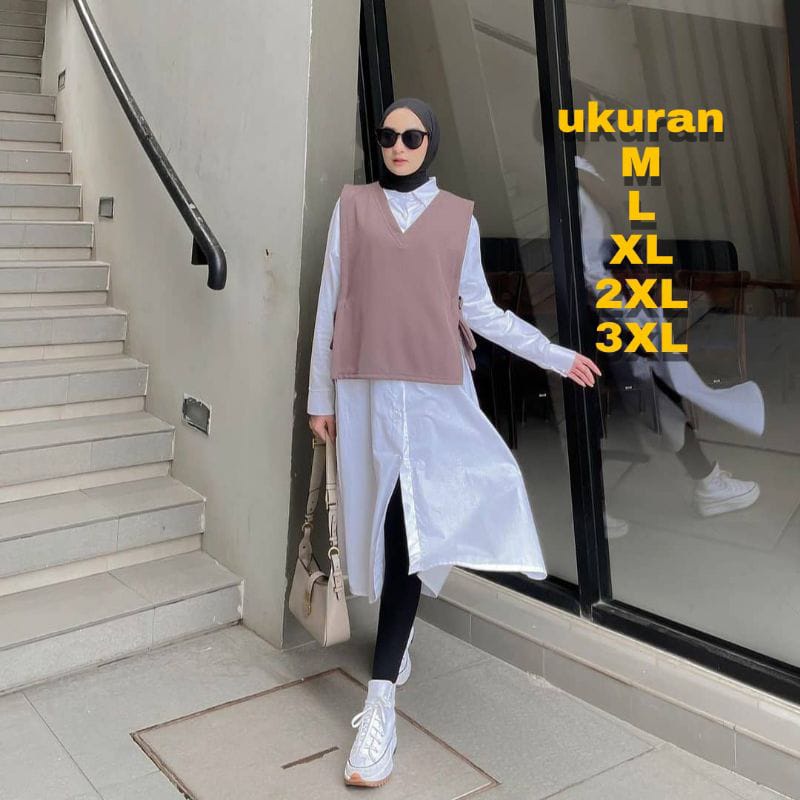 Jual Set Tunik Muslimah Kekinian - Kasandra Set 2in1 ( Tunik + Rompi ...