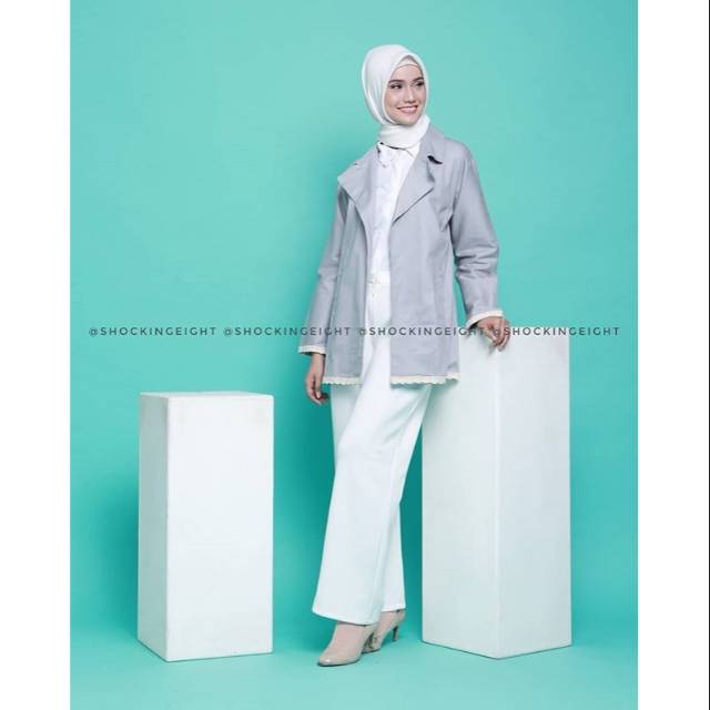 Jual LACEY COAT (GREY) | Shopee Indonesia