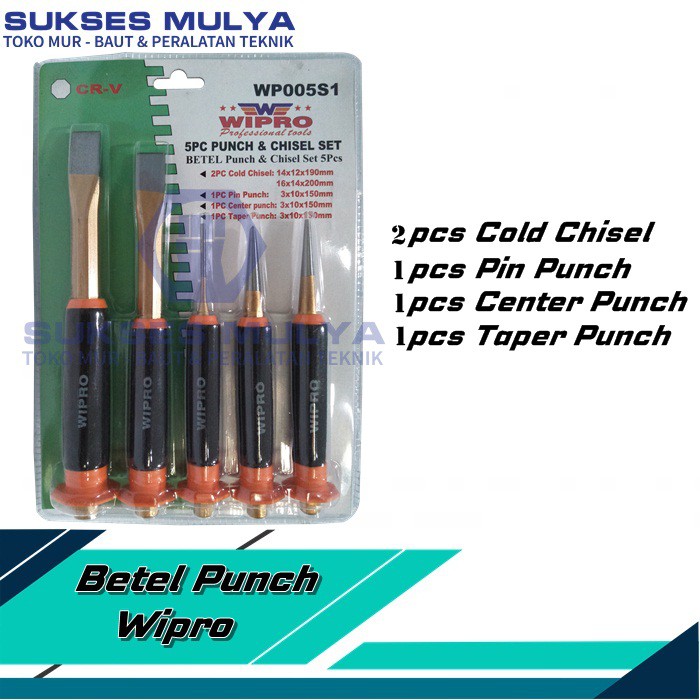 Jual 5 pcs Punch & Chisel Set Wipro Betel Punch Chisel Set WP005S1 ...