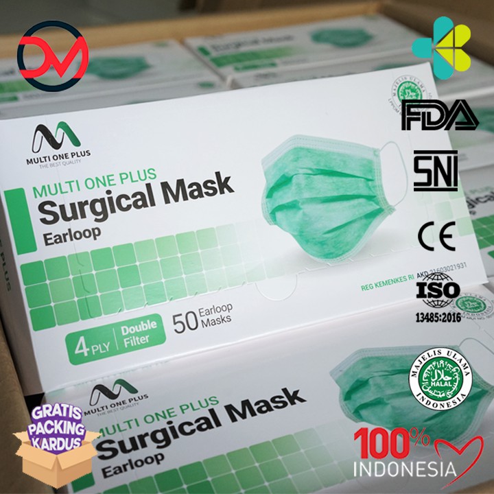 Jual Masker Multi One Plus Surgical 4ply / Masker Medis 4 ply Earloop ...
