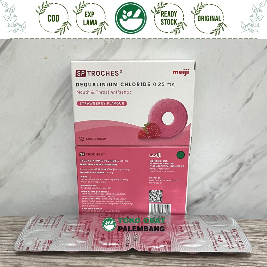 Jual SP TROCHES STRAWBERRY 12 TABLET HISAP TENGGOROKAN MEIJI MOUTH ...