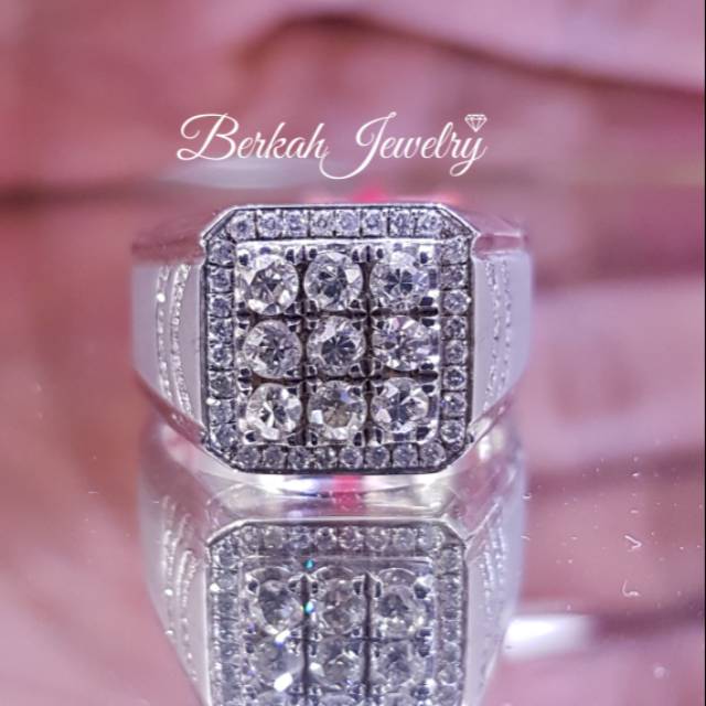 Jual Cincin PRIA PERAK BERLIAN 0,99 Carat Asli Natural Diamond ...