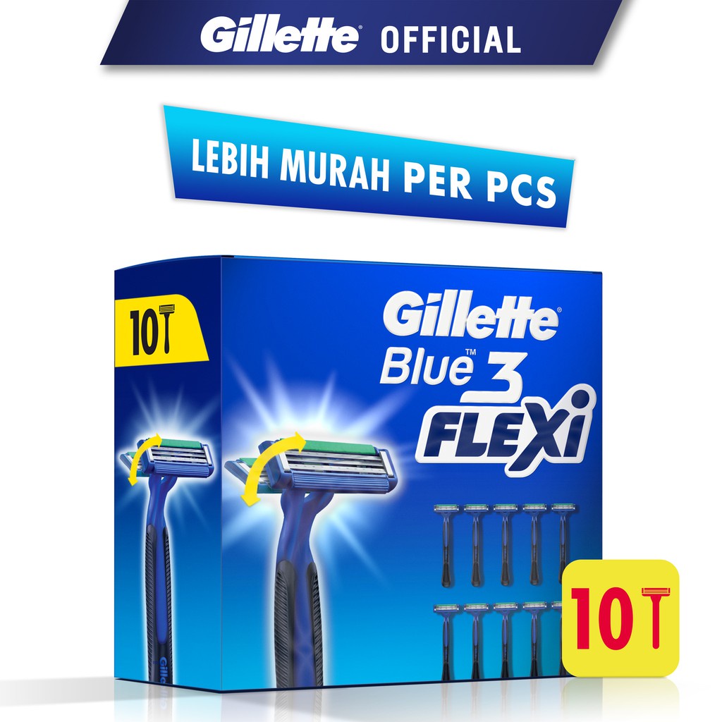 Jual Gillette Alat Cukur Blue 3 Flexi Razor Pisau Cukur isi 10 | Shopee ...