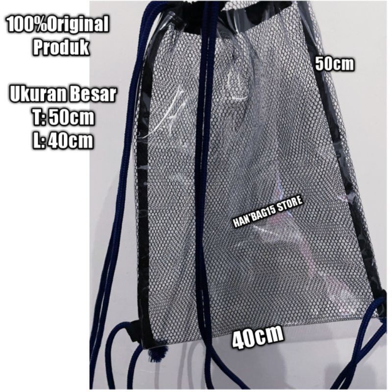 Jual [UKURAN BESAR]Tas serut bening transparan anti air pria wanita PVC Mika | Shopee Indonesia