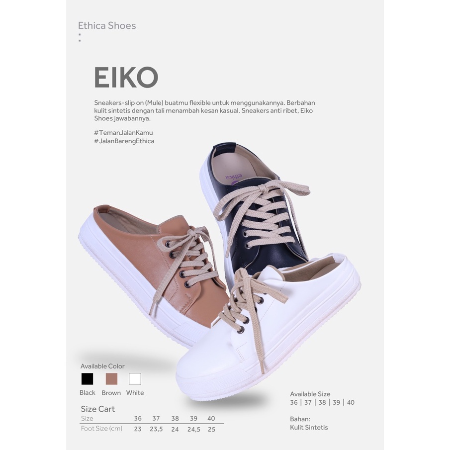 Jual SEPATU WANITA EIKO BLACK BROWN & WHITE BY ETHICA | Shopee Indonesia