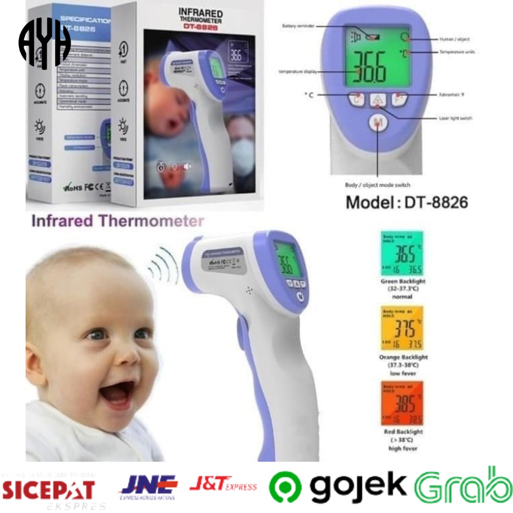 Jual AYH Thermometer Infrared DT-8826 Termometer Tembak Laser Digital ...