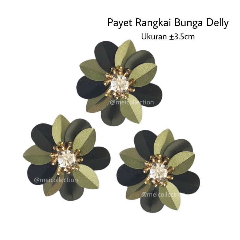 Jual Payet Rangkai Bunga 3d Permata Apb Delly 3cm Olivine Doff Black