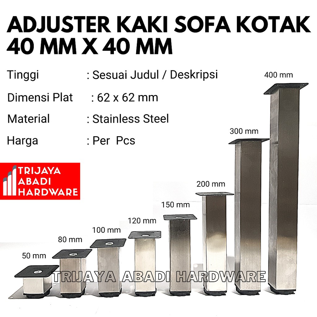 Jual Kaki Sofa Meja Kotak 300MM - Adjuster Table Leg | Shopee Indonesia
