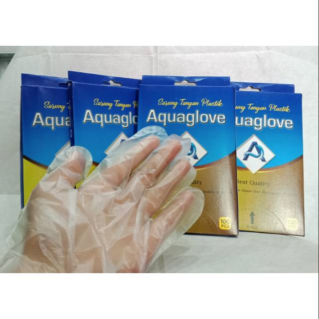 Jual Sarung tangan plastik merk Aquaglove/sarung tangan plastik/sarung tangan plastik isi 100pcs ...