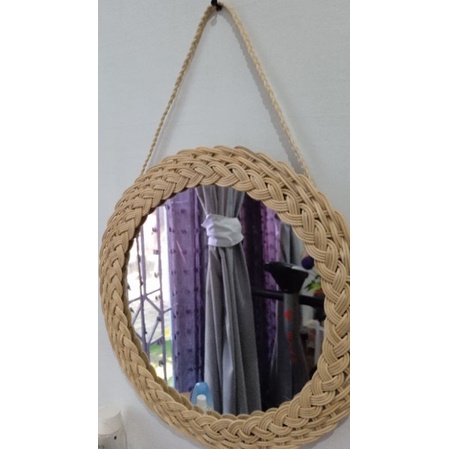 Jual Cermin kaca mirror gantung rotan | Shopee Indonesia