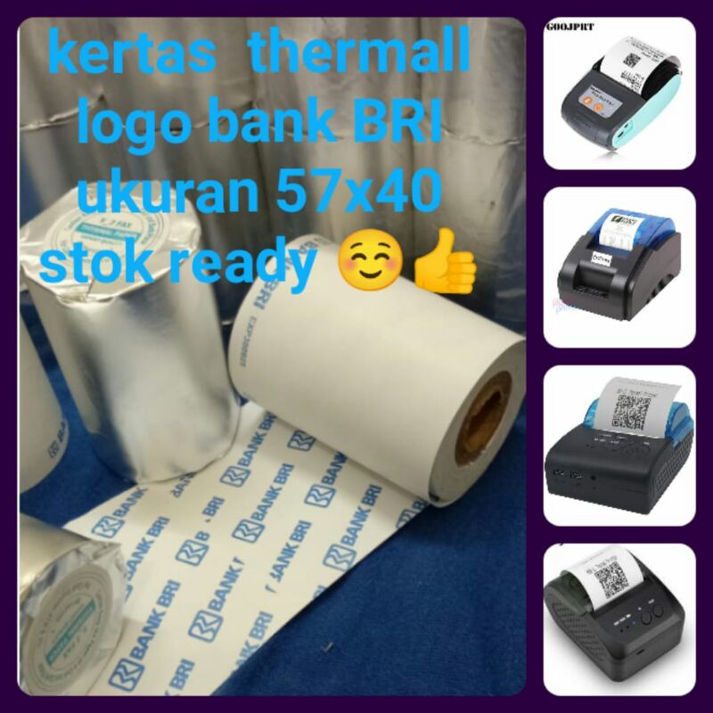 Jual kertas thermall logo BANK BRI ukuran 57x40 untuk mesin print ...