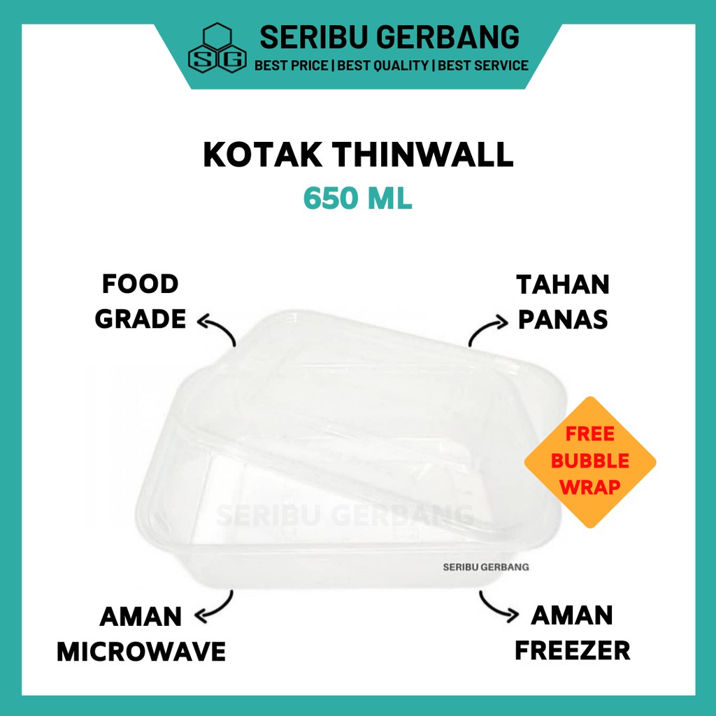Jual 25PC KOTAK MAKAN PLASTIK 650ML BOX BENING THINWALL FOOD PACKAGING ...