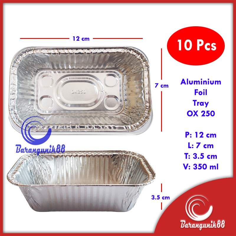 Jual Aluminium Foil Tray OX250 @10pcs Aluminium Foil Cup OX 250 Kotak Persegi | Shopee Indonesia