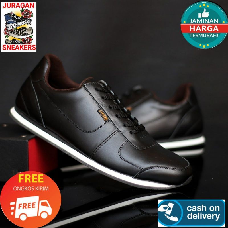 Jual 100% KULIT ASLI CEVANY MORLEY HITAM - Sepatu Sneakers Pria Kulit Asli Original Running ...