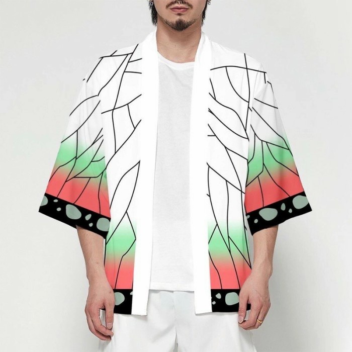 Jual pria-kostum- kimono cosplay shinobu kochou putih kimetsu no yaiba ...