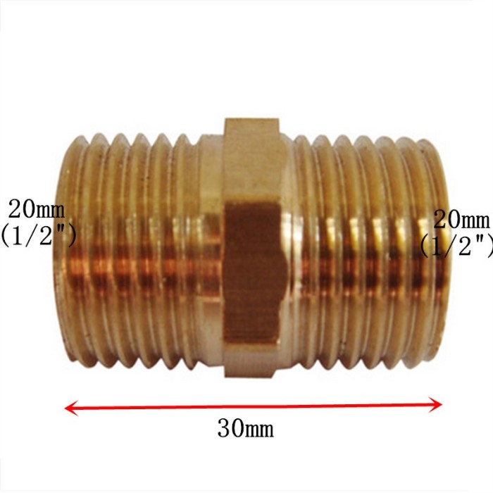 Jual Double Nipple Dobel Nepel 1/2 1/2" Inch Inchi Inci Kuningan Brass ...