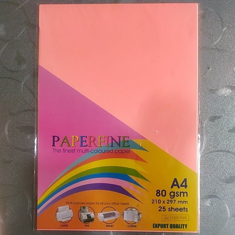 Jual Kertas HVS Warna PAPERFINE 80gram A4 25 lembar | Shopee Indonesia