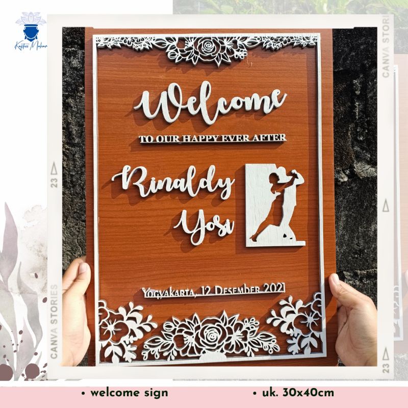 Jual Welcome sign| papan selamat datang pernikahan | Shopee Indonesia