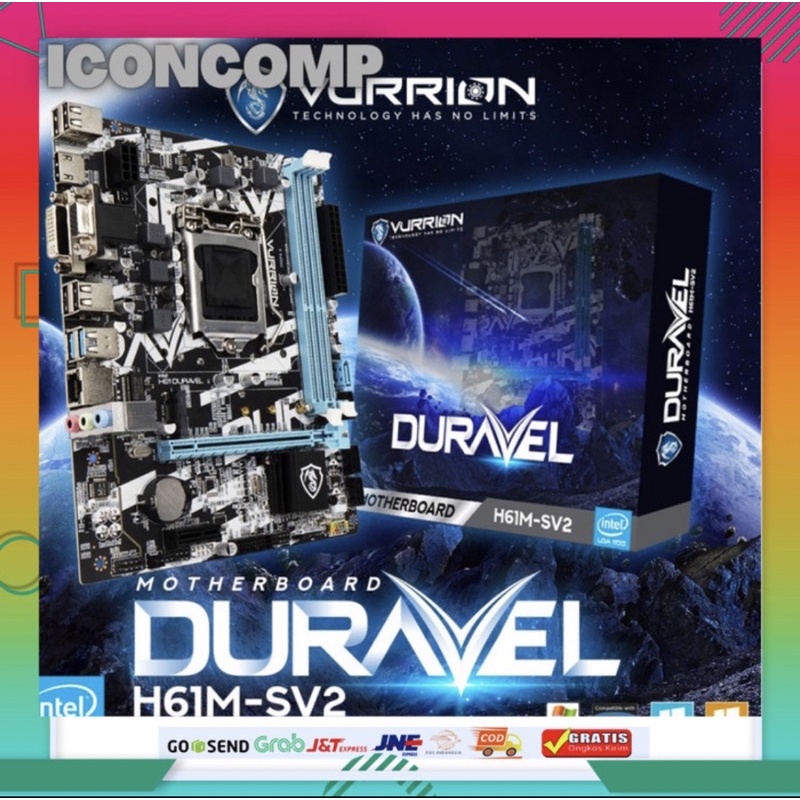 Jual MOTHERBOARD VURRION DURAVEL H61M-SV2 LGA 1155 | Shopee Indonesia