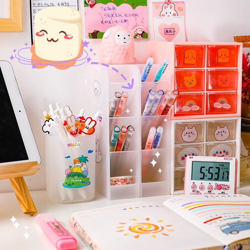 Jual Desktop Pen Holder/ Pencil Storage Box Organizer/ Kotak Pensil ...