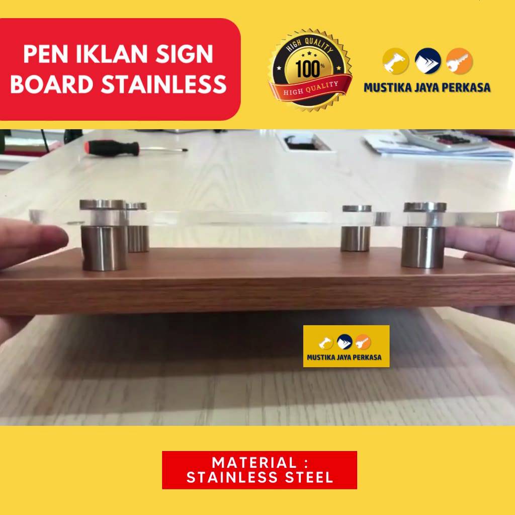 Jual Pen Iklan Akrilik Sign Board Stainless Kaca Baut Papan Akrilik 12 ...