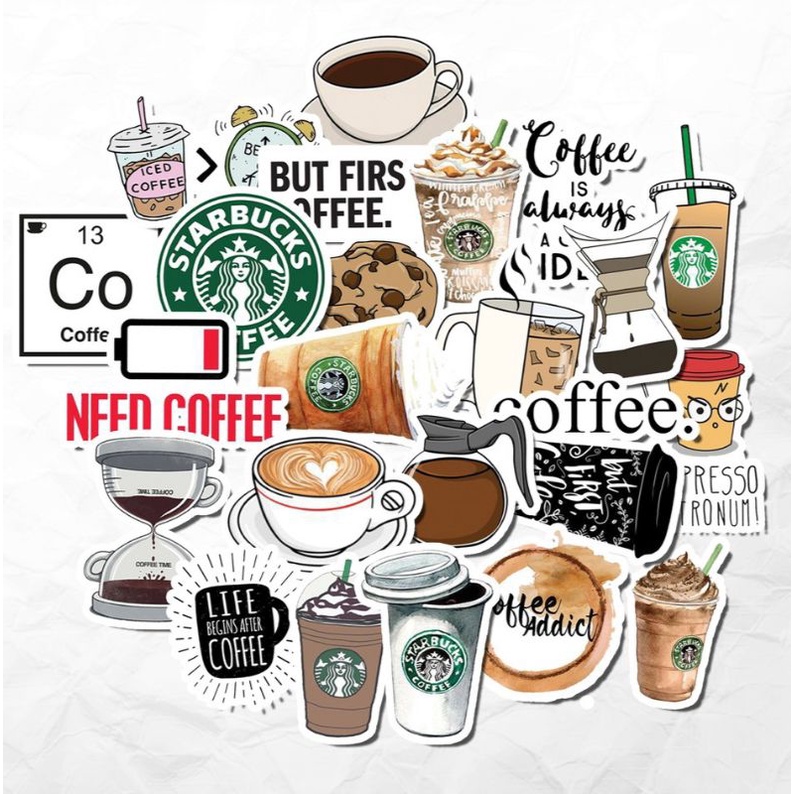 Jual (40 PCS) Sticker Minuman Coffee | Shopee Indonesia