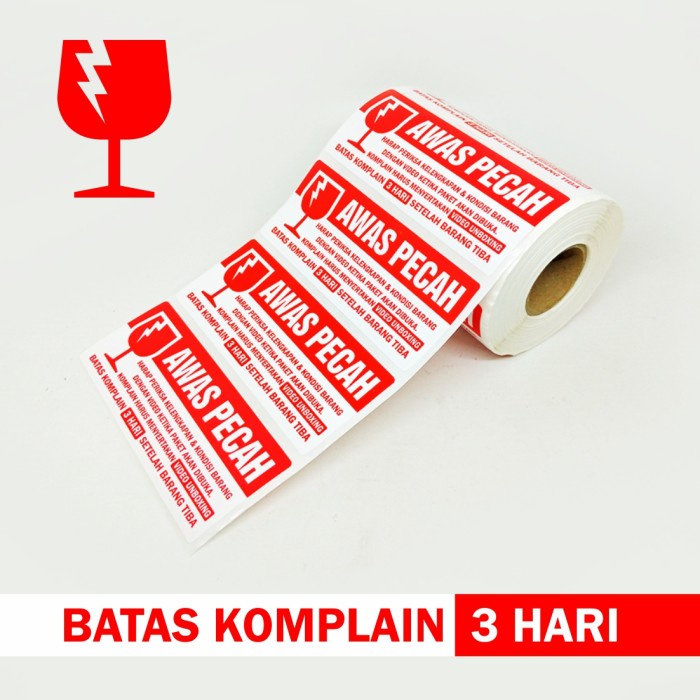 Jual Stiker Label Awas Pecah Sticker Pengiriman Wajib Video Unboxing 8 ...