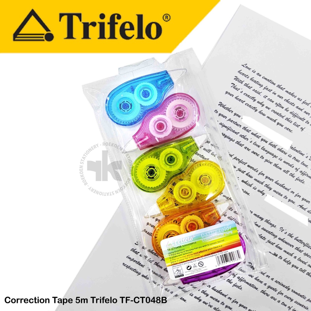 Jual Trifelo Correction Tape Set 5m TF-CT-048B (isi 6) | Shopee Indonesia