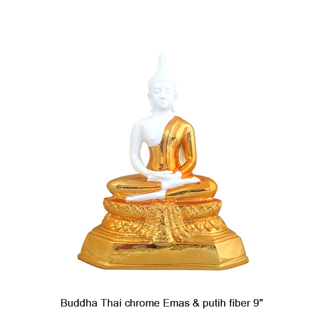 Jual Patung / Rupang Arca Buddha Thai chrome Emas & putih fiber 9 ...