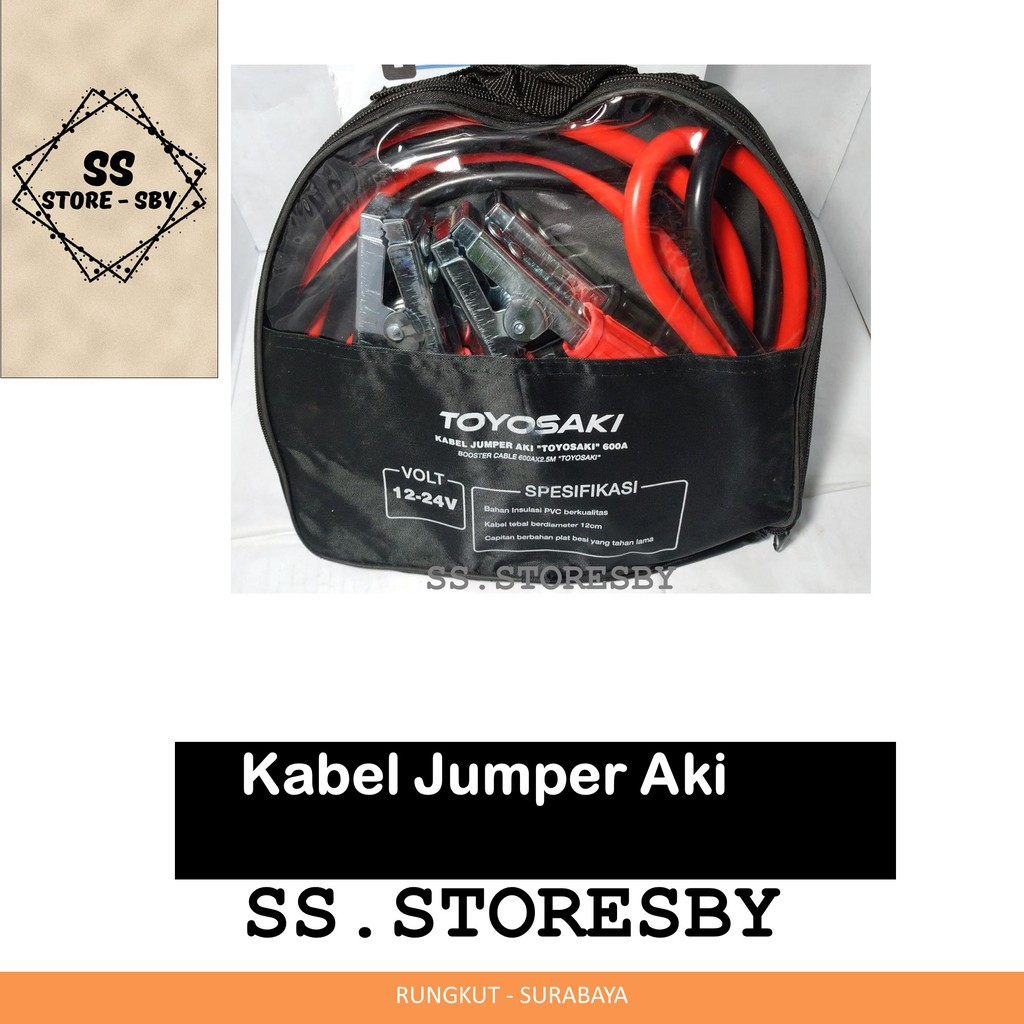Jual KABEL JUMPER AKI TOYOSAKI 600A X 2.5M ACCU BOOSTER CABLE + BAG ...
