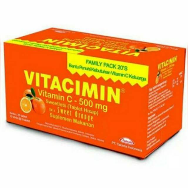 Jual Vitacimin 500 mg rasa orange ( 10 Strip / 20 tablet ) | Shopee ...
