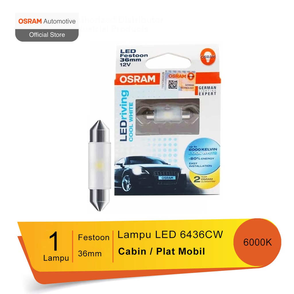 Jual Osram Lampu Cabin Interior/Plat Mobil - LEDriving Festoon 6000K ...