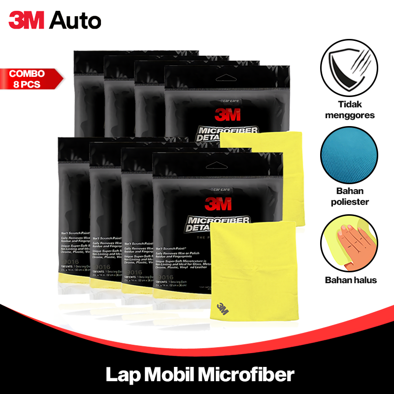 Jual 3M Auto Kain Lap Mobil Combo 8 Pcs Microfiber Detailing Cloth ...