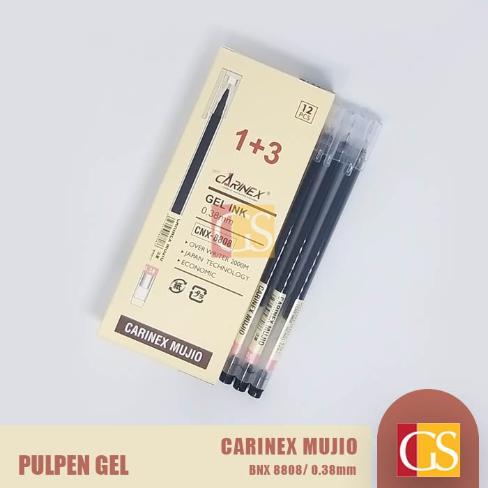 Jual PULPEN GEL CARINEX MUJIO CNX-8808 HITAM | Shopee Indonesia