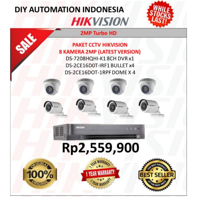 Jual Paket CCTV Hikvision 8 camera 2MP (latest version) | Shopee Indonesia