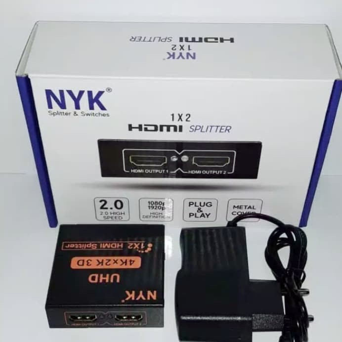 Jual HDMI SPLITTER NYK 1-2 (1 INPUT - 2 OUTPUT) | Shopee Indonesia