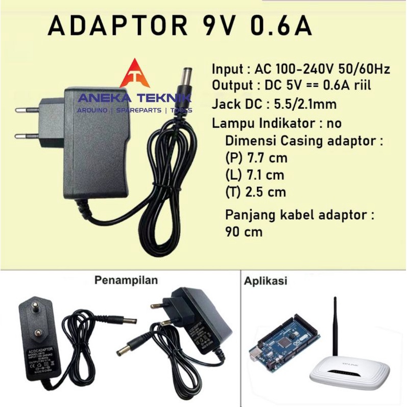 Jual Adaptor DC 9V 0.6A | Shopee Indonesia