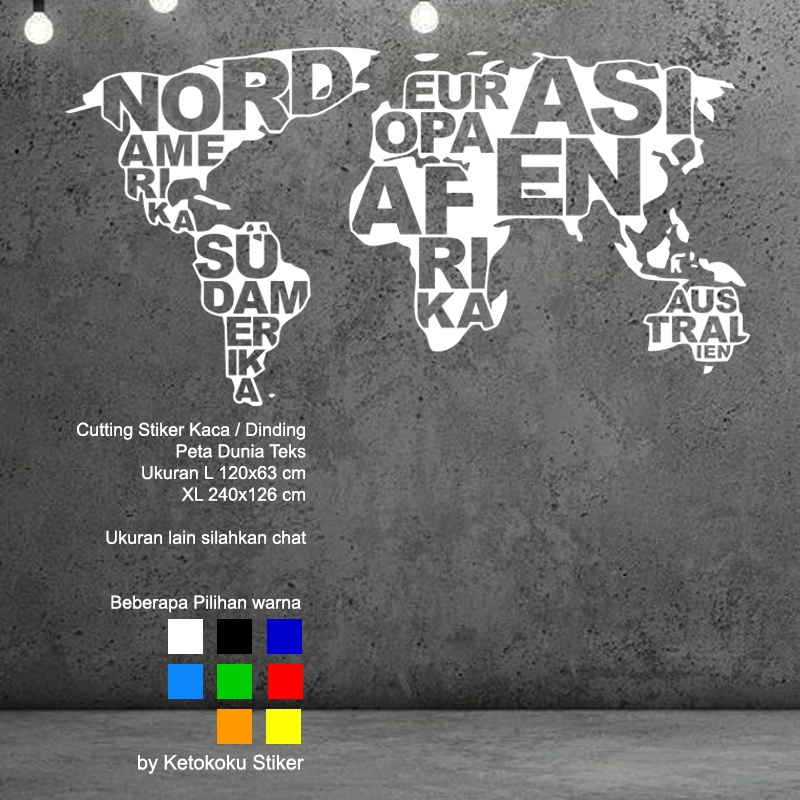 Jual Stiker Dinding Peta Dunia World Map Besar Cutting Sticker Kaca ...