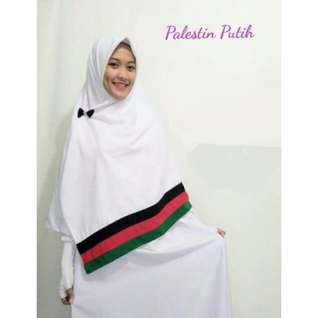 Jual Jilbab Segi Empat Palestine Dasar Putih 2 Sisi / Hijab Kerudung ...