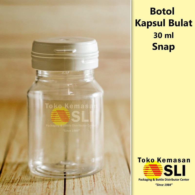 Jual Botol Kapsul Bulat 30 ml Bening Snap | Kemasan Package Botol ...
