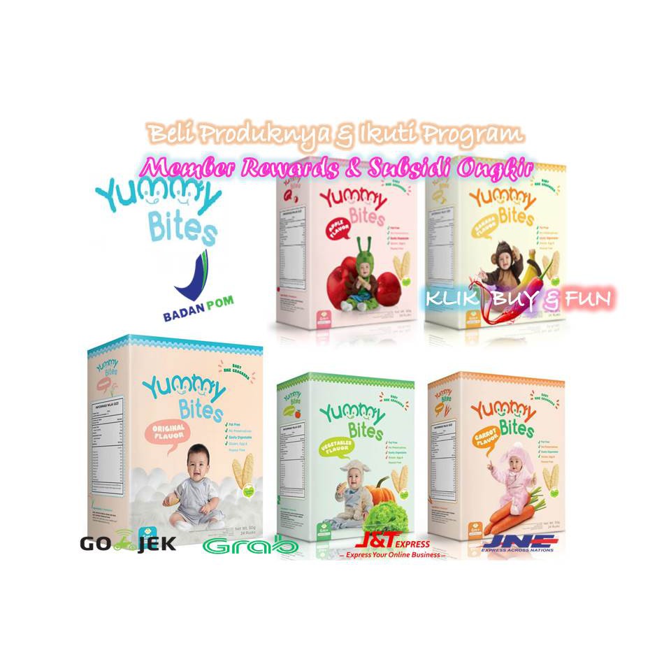 Jual Yummy Bites Baby Rice Crackers / Snack Bayi / Biskuit Bayi 50 gr ...
