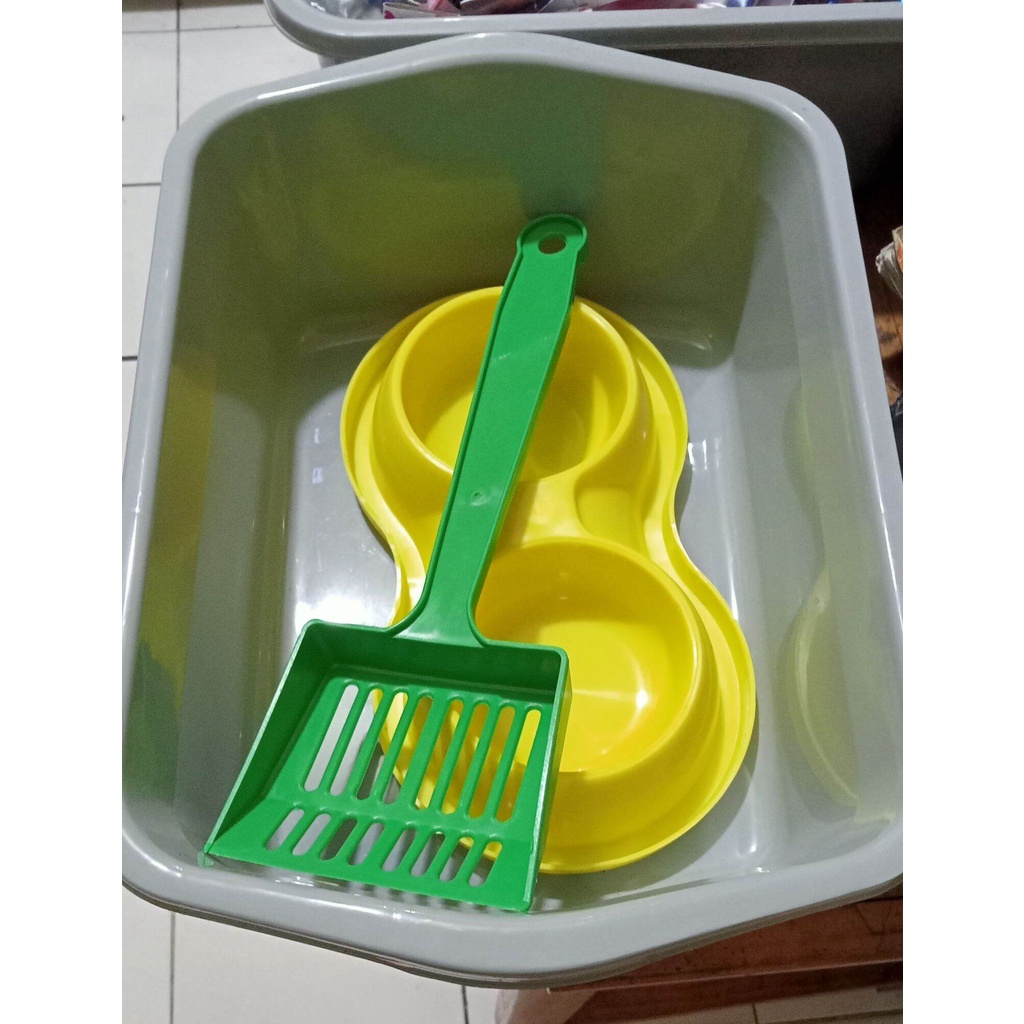 Jual GRATIS Sekup Bak Litterbox M + Tempat Makan Double Anti Semut ...