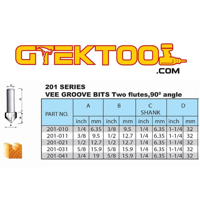 Jual Benz Mata Router 201-031 Vee Groove Bit Two Flute 15,9mm | Shopee ...