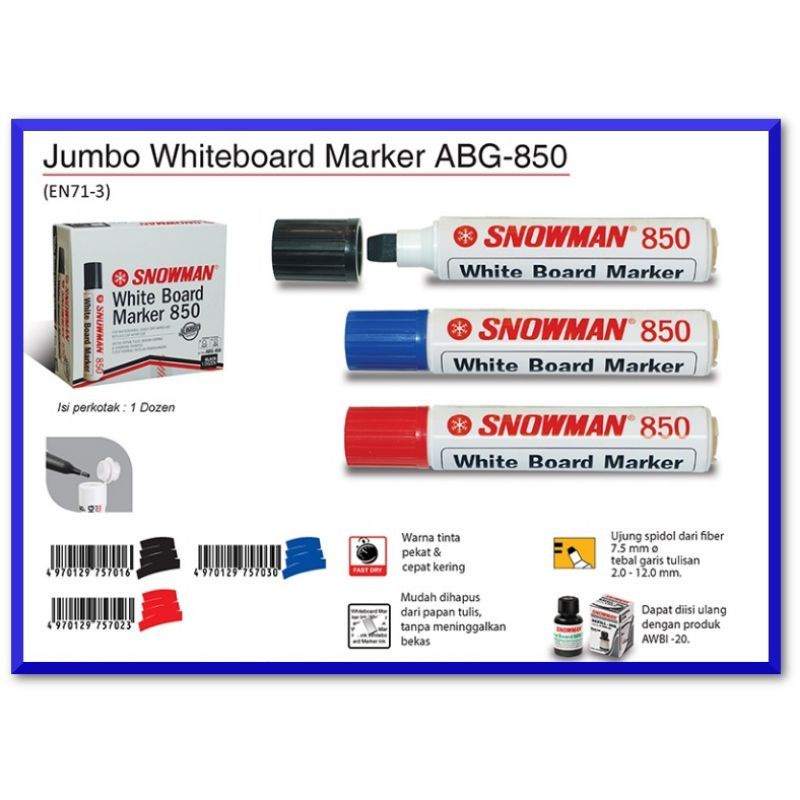 Jual Spidol Jumbo Snowman Whiteboard 850 1pcs | Shopee Indonesia