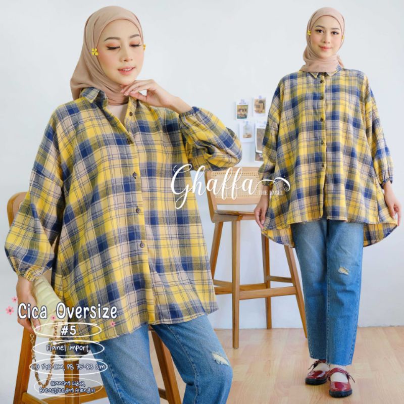Jual Ghaffa Cica Oversize Atasan Wanita Tunik Jumbo Flanel Motif LD 140 ...