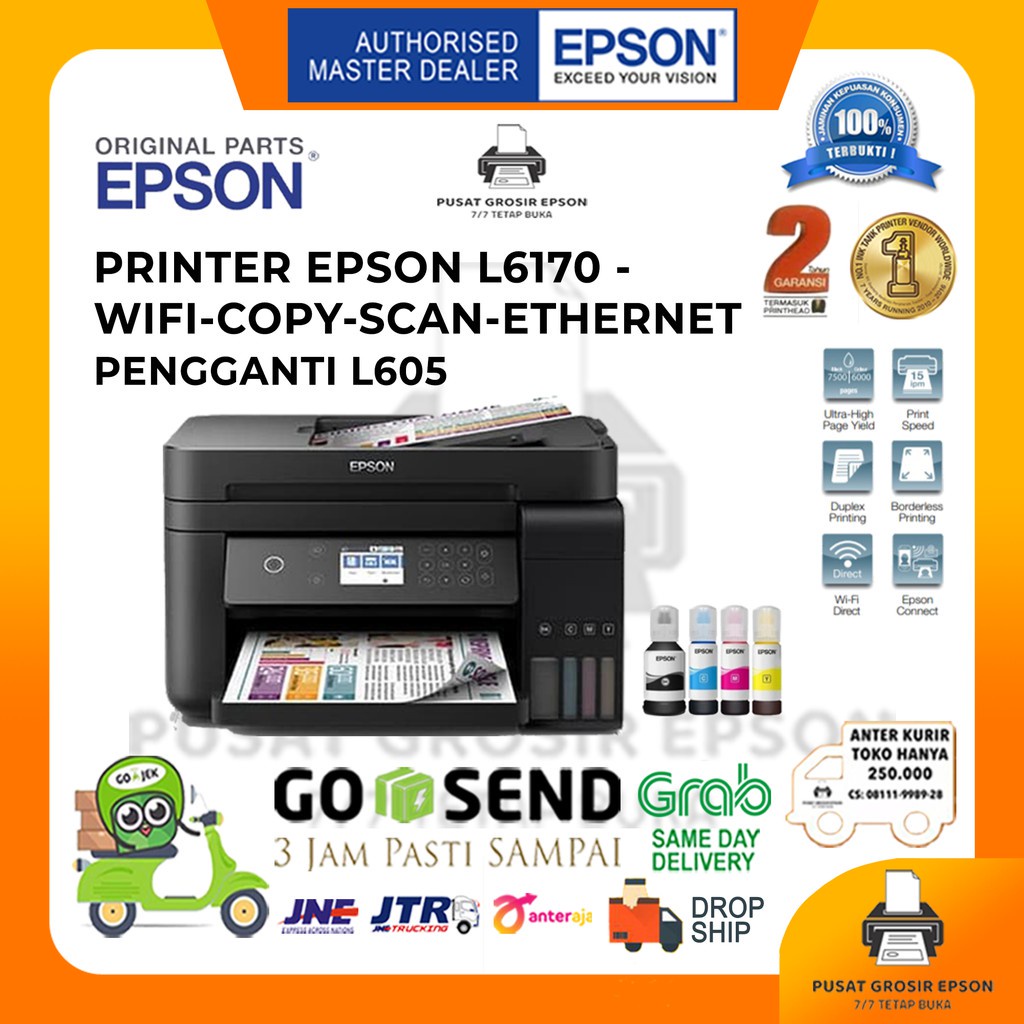 Jual PROMO PRINTER EPSON L6170 PENGGANTI L605 WIFI COPY SCAN ETHERNET ...