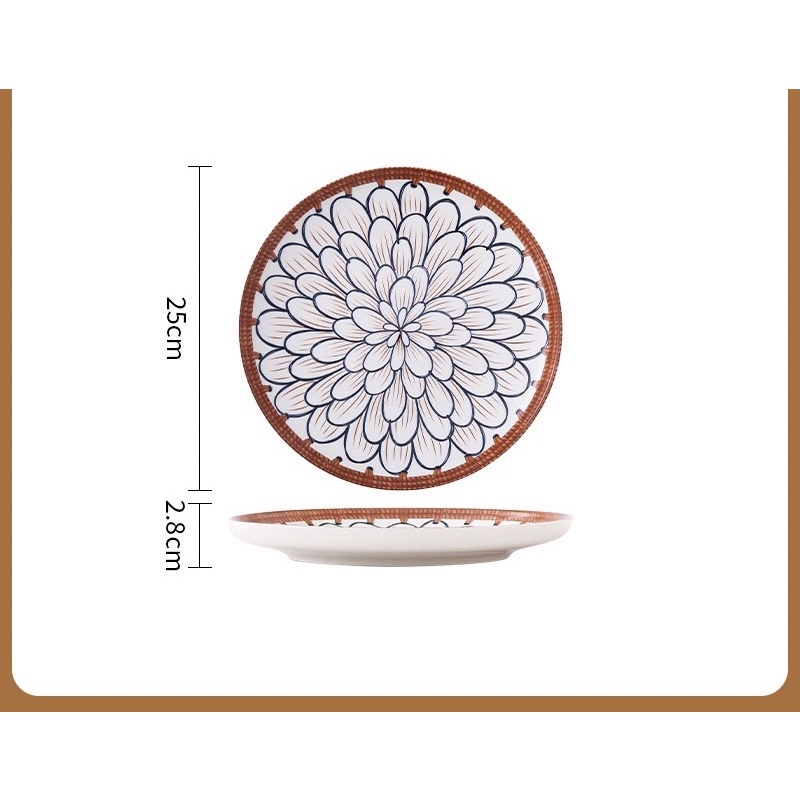Jual Piring keramik motif bunga / Plate Ceramic | Shopee Indonesia