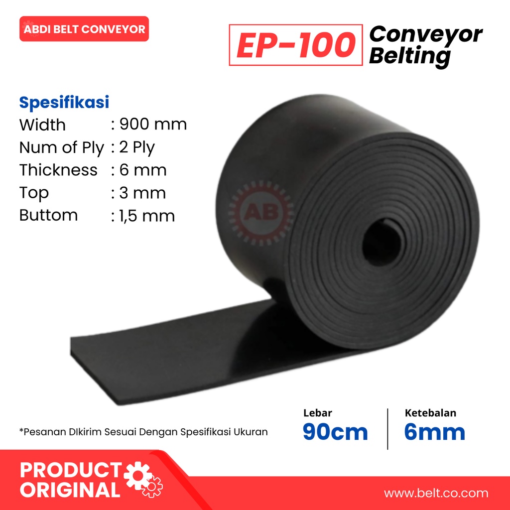 Jual Karet Conveyor Belt 90 cm x 2 Ply ( 6 mm ) Rubber Belt Conveyor BW ...